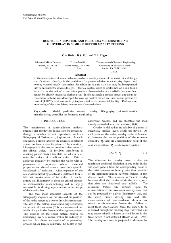 (PDF) Run-to-run control and performance monitoring of overlay in ...