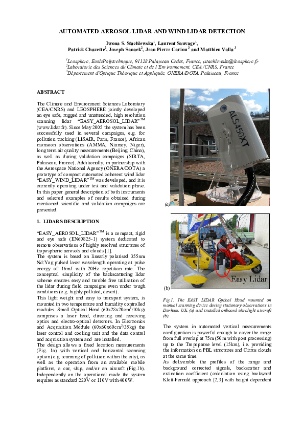 (PDF) Automated Aerosol Lidar and Wind Lidar Detection