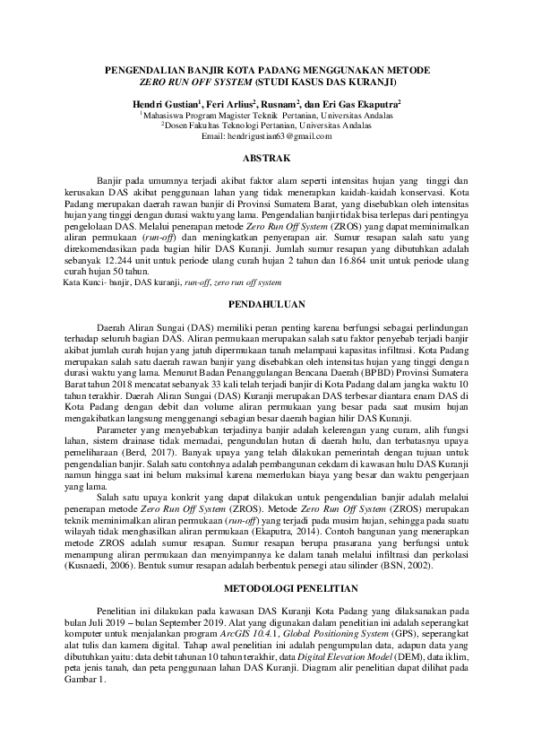 (PDF) Pengendalian Banjir Kota Padang Menggunakan Metode Zero Run Off ...