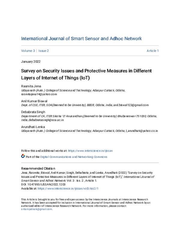 (PDF) Survey on Security Issues and Protective Measures in Different Layers of Internet of ...