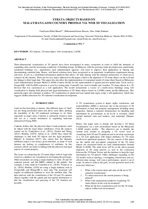 (PDF) Strata Objects Based on Malaysian Ladm Country Profile via Web 3D Visualization