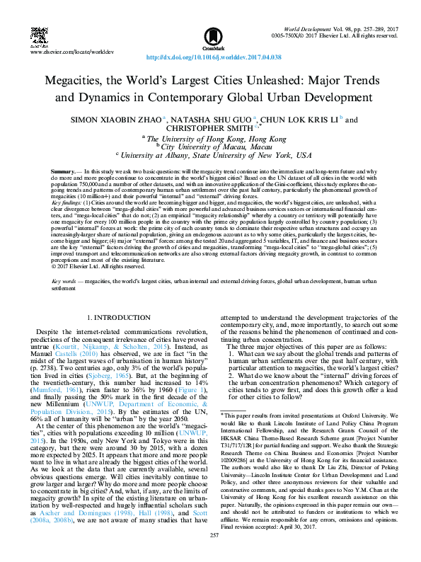 (PDF) Megacities, the World's Largest Cities Unleashed: Major Trends ...
