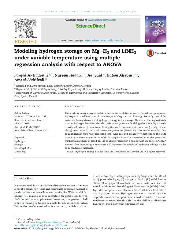(PDF) Hydrogen Storage Modeling on Mg–H2 and LiNH2
