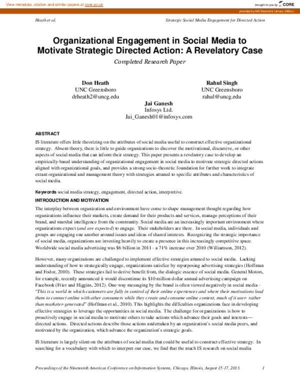 (PDF) Organizational Engagement in Social Media to Motivate Strategic ...