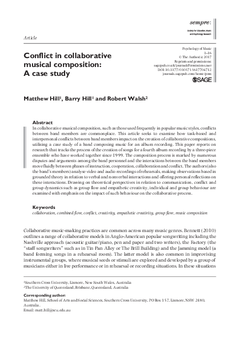 (PDF) Conflict in collaborative musical composition: A case study