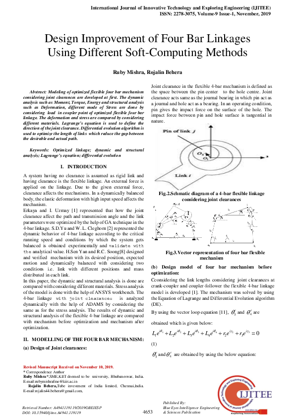 (PDF) Design Improvement of Four Bar Linkages using Different Soft-Computing Methods