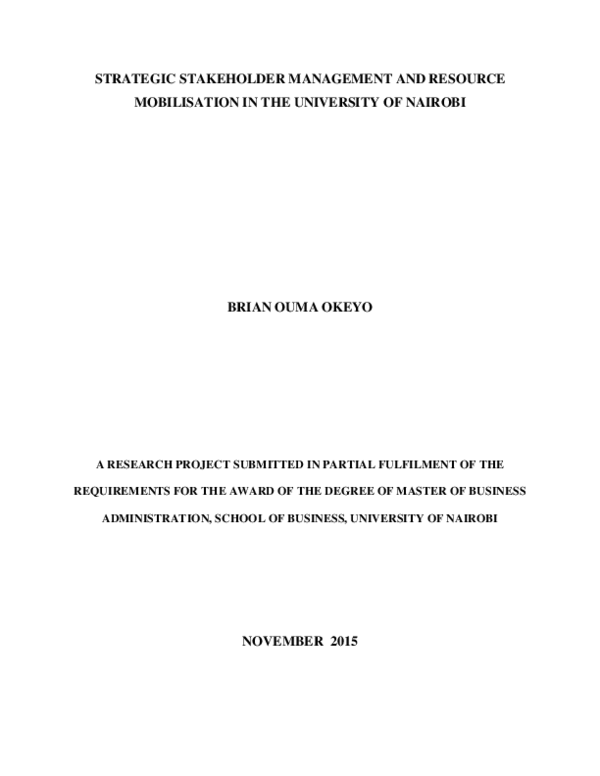 (PDF) Strategic Stakeholder Management and Resource Mobilisation in the ...