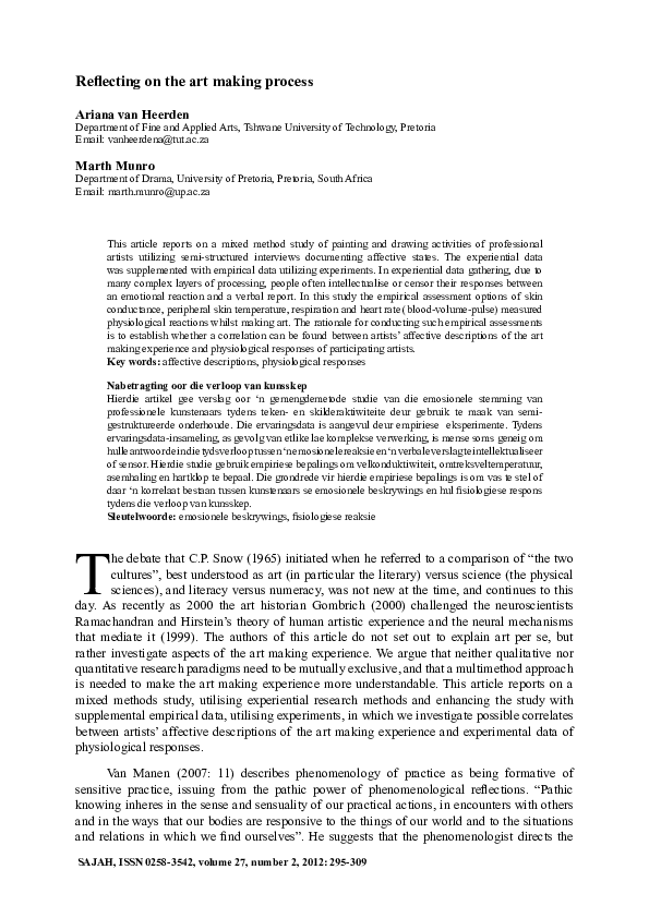 (PDF) Reflecting on the art making process