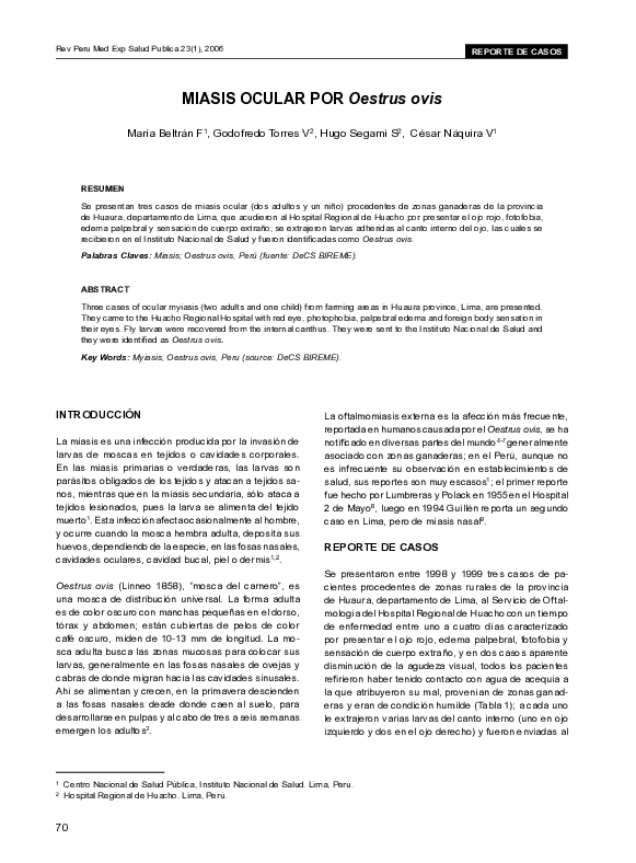 (PDF) Miasis ocular por Oestrus ovis