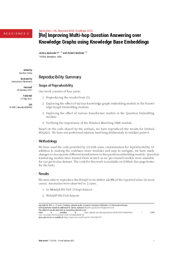 (PDF) [Re] Improving Multi-hop Question Answering over Knowledge Graphs using Knowledge Base ...