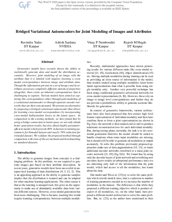 Pdf Bridged Variational Autoencoders For Joint Modeling Of Images And Attributes