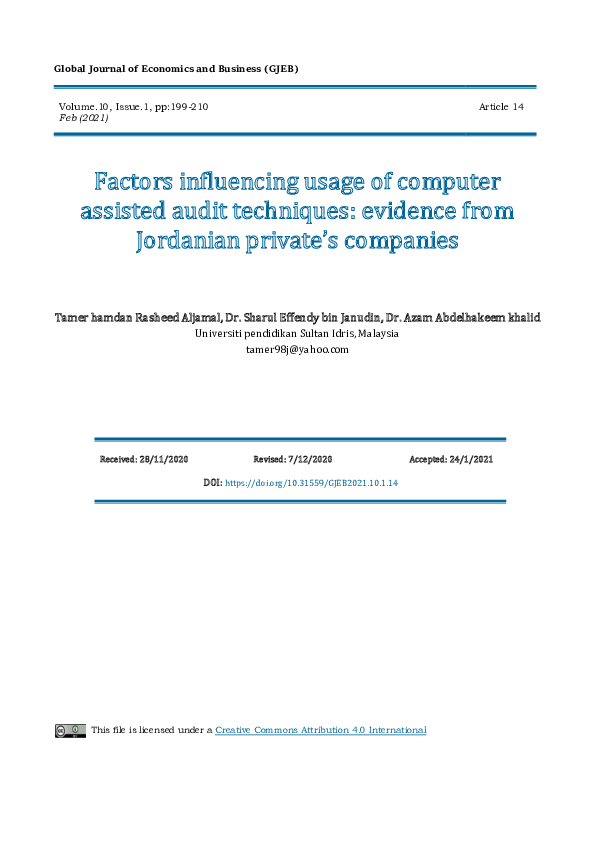 (PDF) Factors influencing usage of computer assisted audit techniques ...