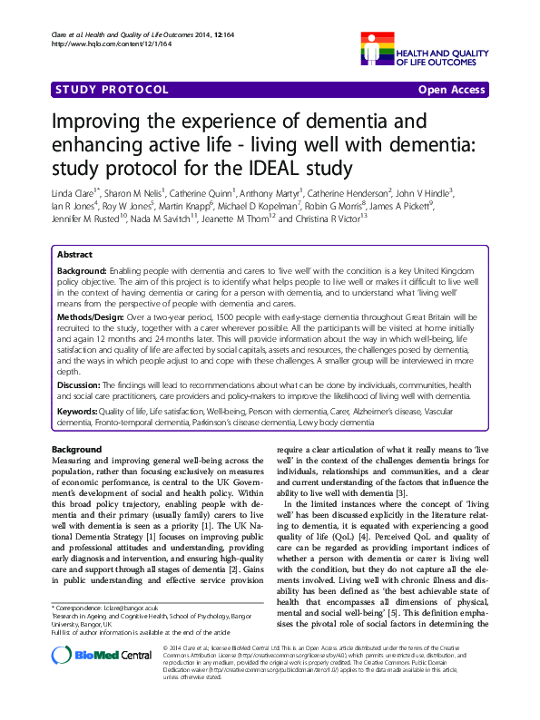 (PDF) Improving the experience of dementia and enhancing active life ...