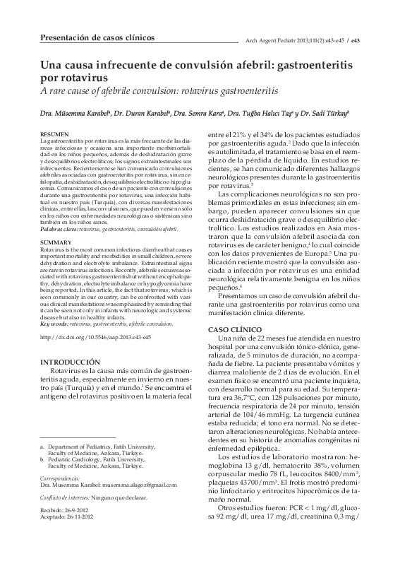 (PDF) Una causa infrecuente de convulsión afebril: gastroenteritis por ...
