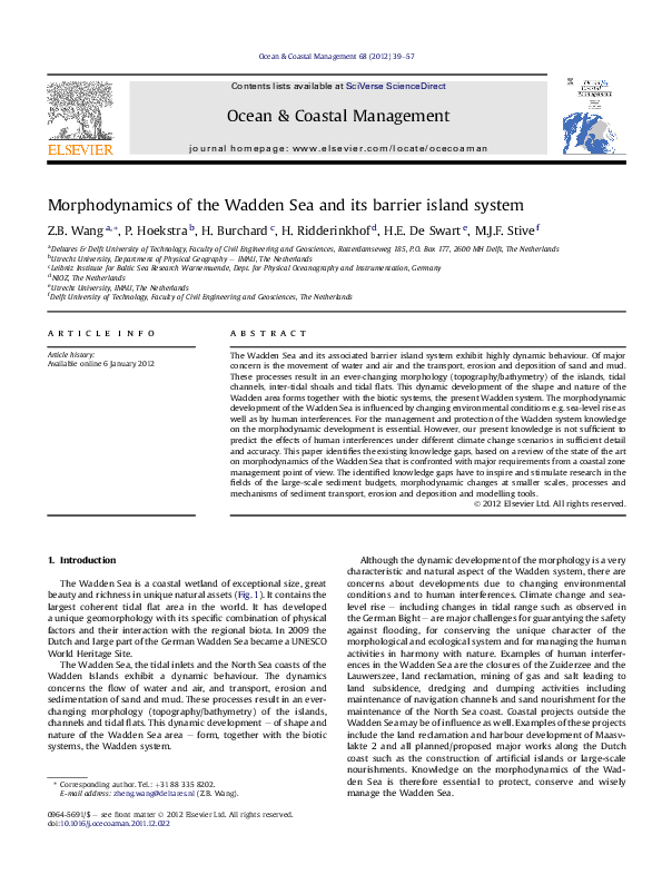(PDF) Morphodynamics of the Wadden Sea and its barrier island system