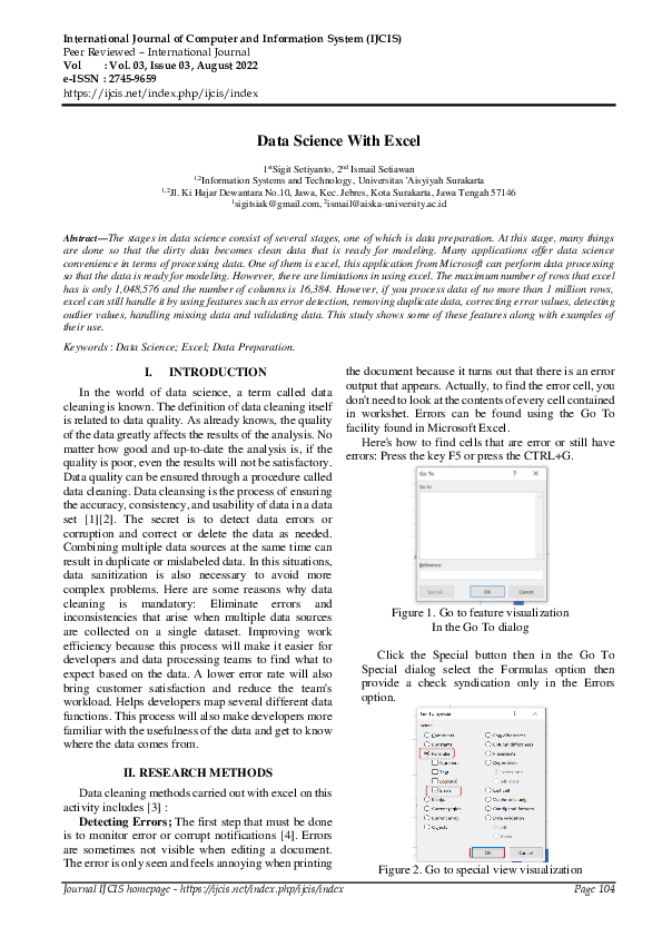 (PDF) Data Science With Excel