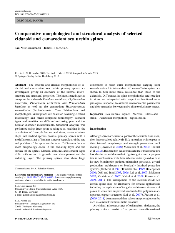 (PDF) Comparative morphological and structural analysis of selected ...