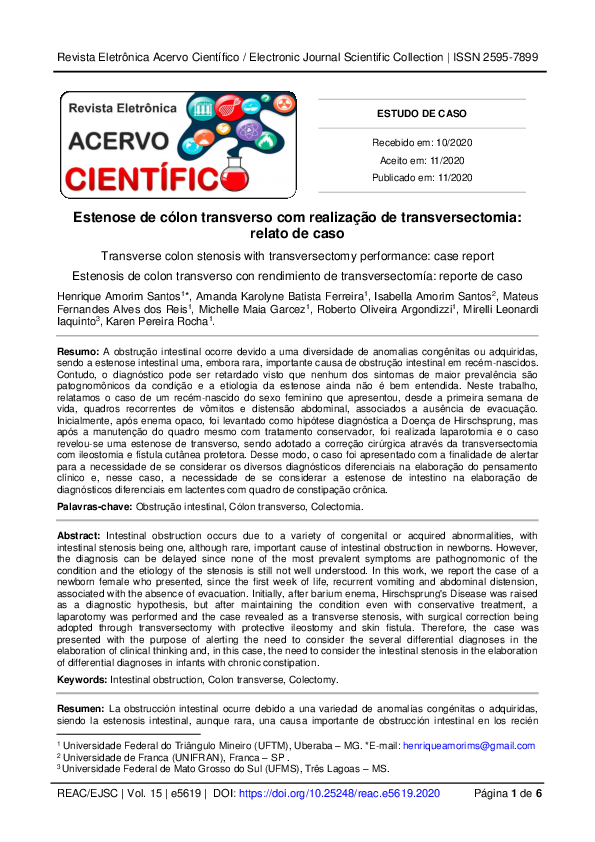 (PDF) Estenose de cólon transverso com realização de transversectomia ...