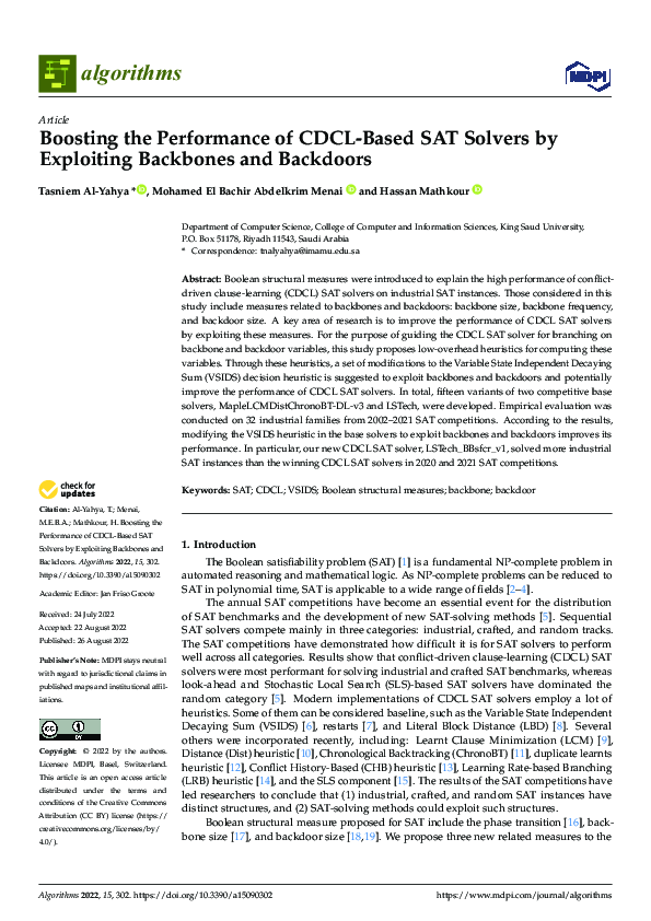 Pdf Boosting The Performance Of Cdcl Based Sat Solvers By Exploiting Backbones And Backdoors 9482