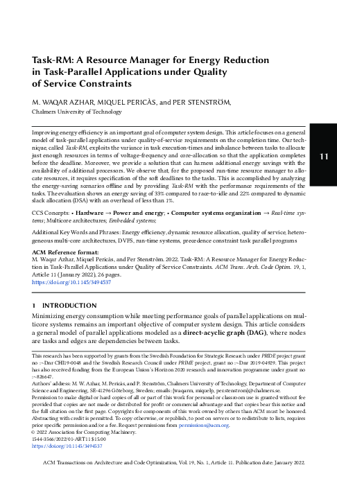 (PDF) Task-RM: A Resource Manager for Energy Reduction in Task-Parallel ...