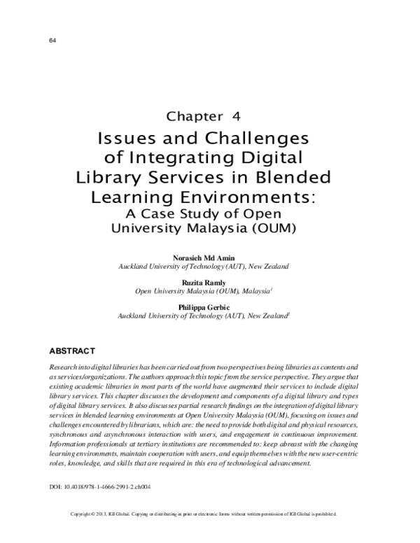 (PDF) Issues and Challenges of Integrating Digital Library Services in ...