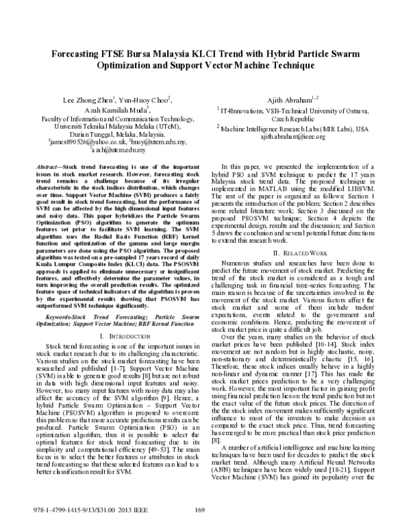 (PDF) Forecasting FTSE Bursa Malaysia KLCI trend with Hybrid Particle Swarm Optimization and ...