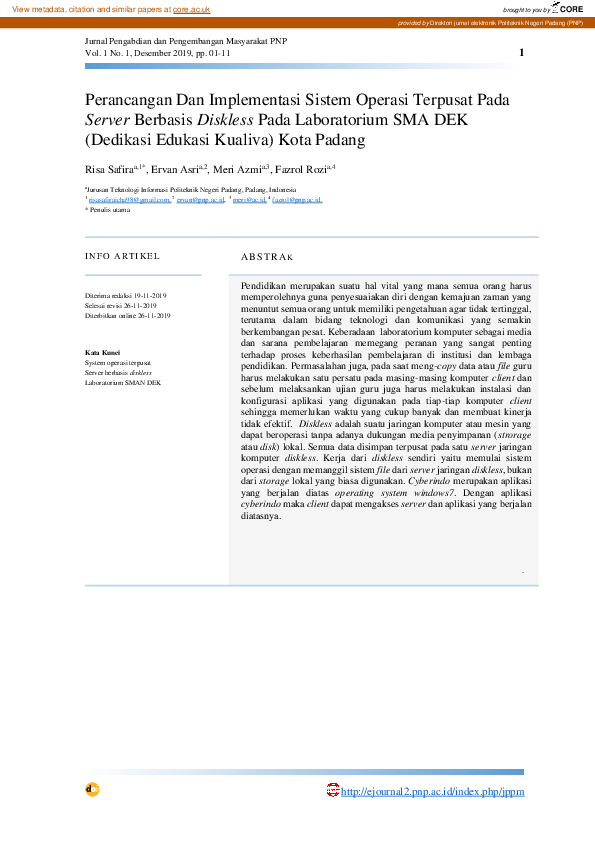 (PDF) Perancangan dan Implementasi Sistem Operasi Terpusat Pada Server Berbasis Diskless di ...
