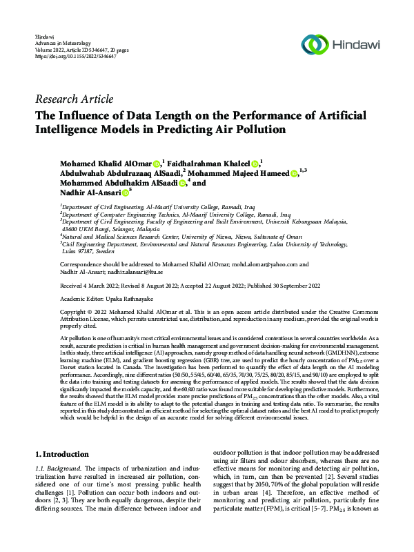 (PDF) The Influence of Data Length on the Performance of Artificial ...