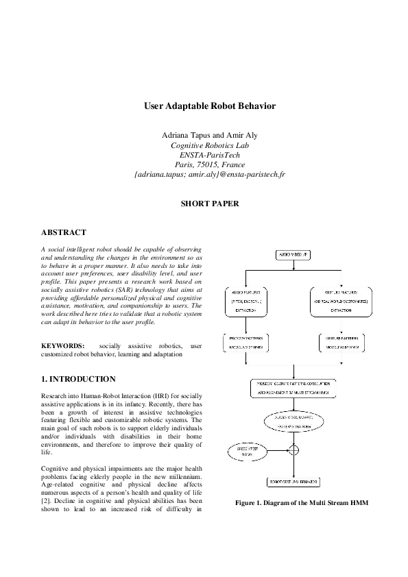 (PDF) User adaptable robot behavior