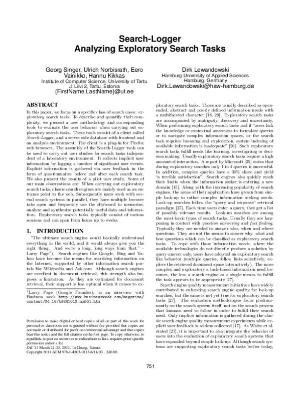 (PDF) Search-logger analyzing exploratory search tasks