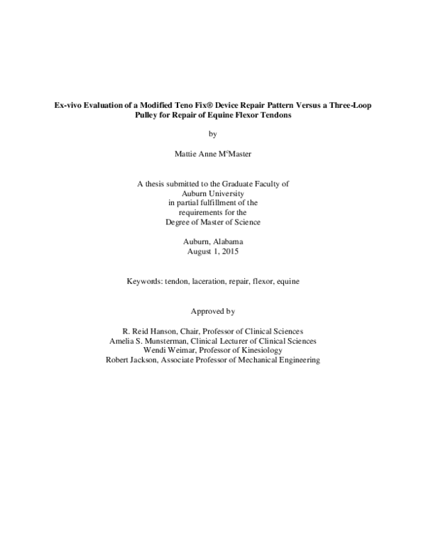 (PDF) Ex-Vivo Evaluation of a Modified Teno Fix ® Device Repair Pattern ...