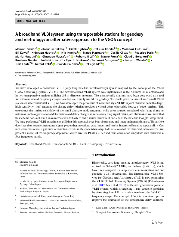 (PDF) A broadband VLBI system using transportable stations for geodesy and metrology: an ...