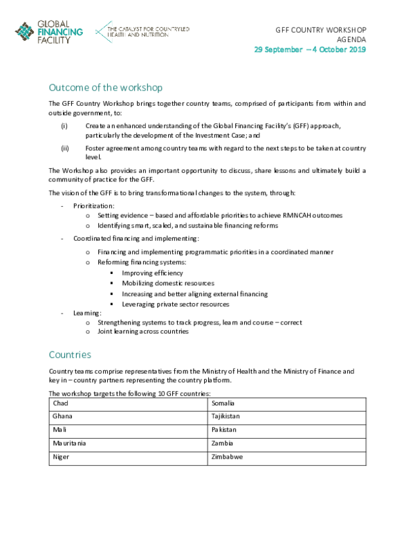 (PDF) Outcome of workshop