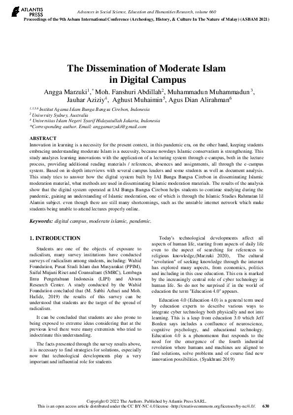 (PDF) The Dissemination of Moderate Islam in Digital Campus