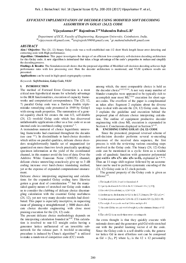 (PDF) Efficient Implementation of Decoder Using Modified Soft Decoding ...