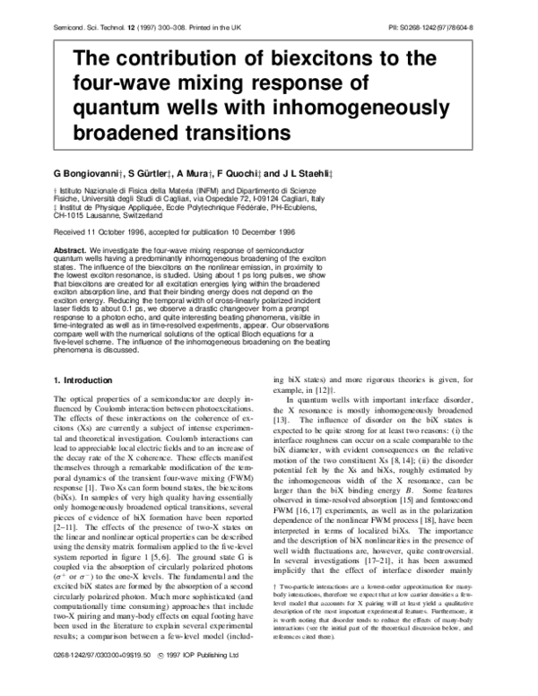 (PDF) The contribution of biexcitons to the four-wave mixing response ...