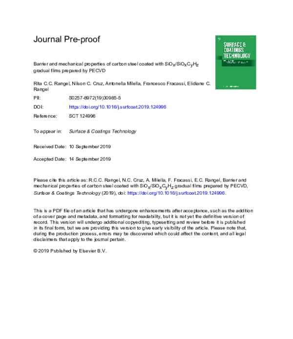 (PDF) Barrier and mechanical properties of carbon steel coated with ...