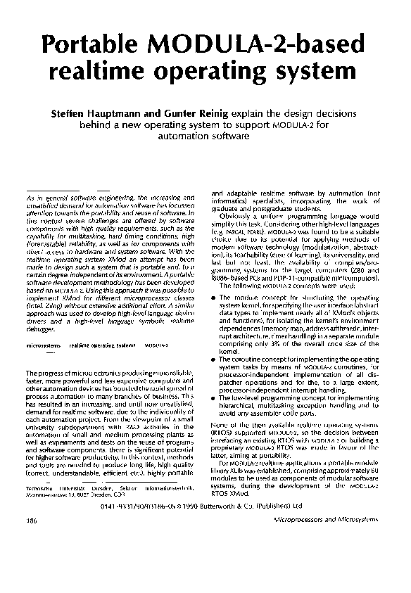(PDF) Portable MODULA-2-based realtime operating system