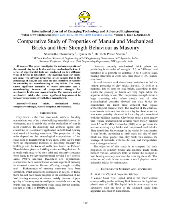 (PDF) Comparative Study of Properties of Manual and Mechanized Bricks ...