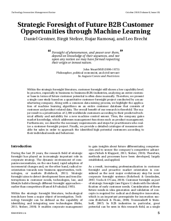 (PDF) Strategic Foresight of Future B2B Customer Opportunities through ...