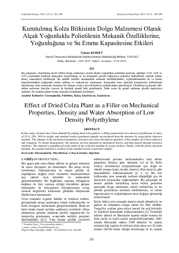 (PDF) Mechanical properties and water absorption of low-density ...