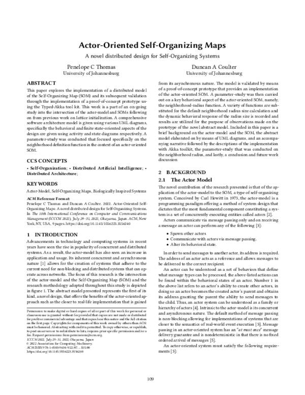 (PDF) Actor-Oriented Self-Organizing Maps