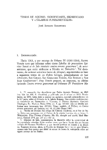 (PDF) Tomás de Aquino: significante, significado y «palabras fundamentales»