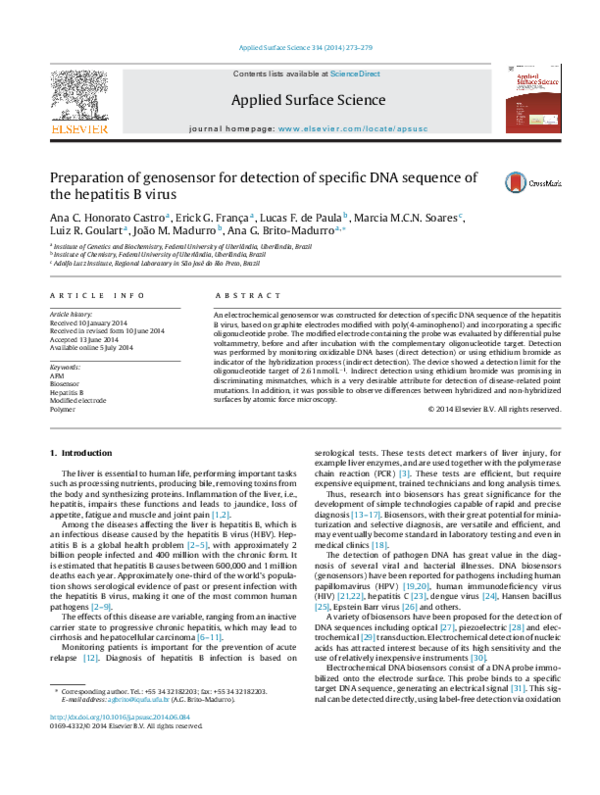(PDF) Preparation of genosensor for detection of specific DNA sequence ...