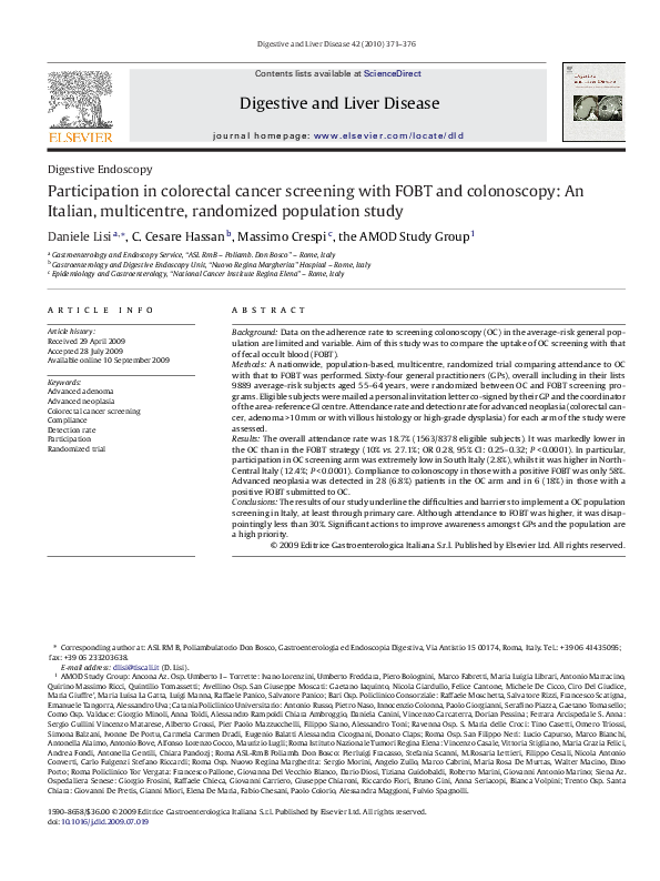 (PDF) Participation in colorectal cancer screening with FOBT and ...