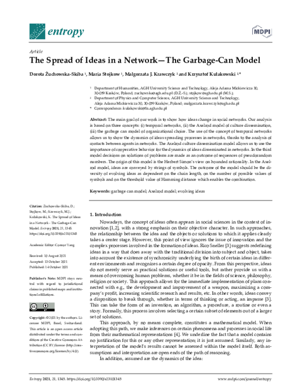 (PDF) The Spread of Ideas in a Network—The Garbage-Can Model
