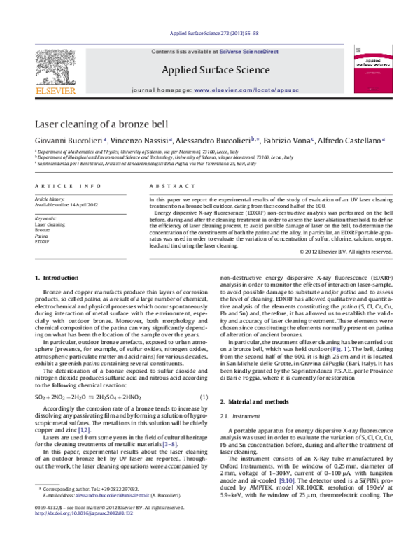 (PDF) Laser cleaning of a bronze bell