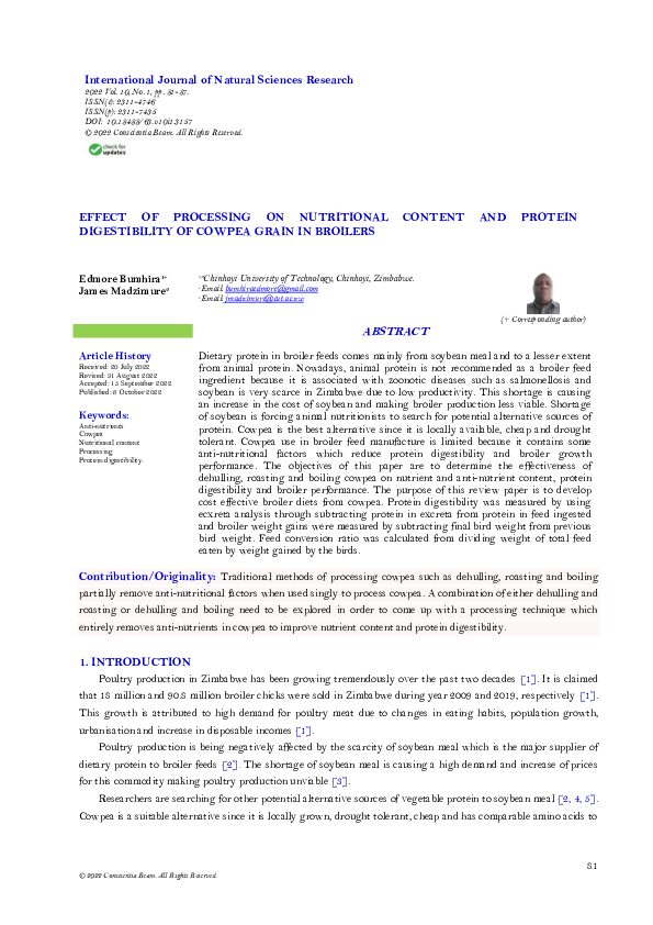 (PDF) Effect of Processing on Nutritional Content and Protein ...