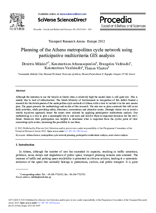 (PDF) Planning of the Athens Metropolitan Cycle Network using ...