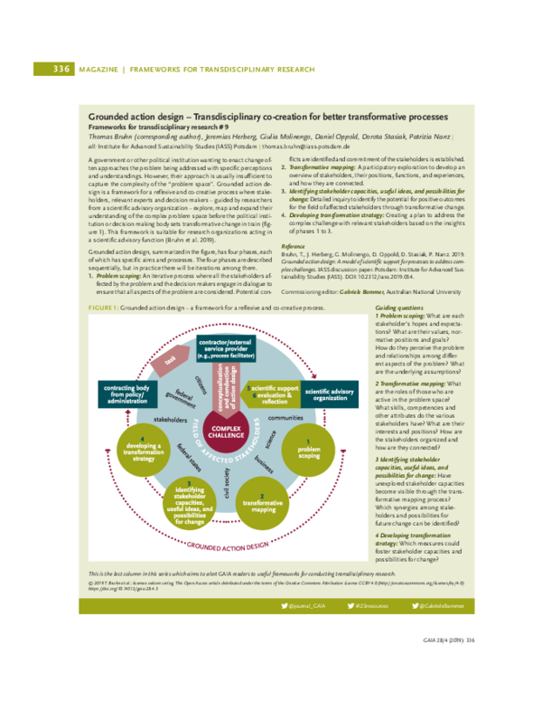 (PDF) Frameworks for transdisciplinary research #9